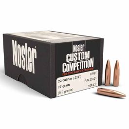 Nosler 22 Caliber 224 77GR HPBT Custom Comp Projectile