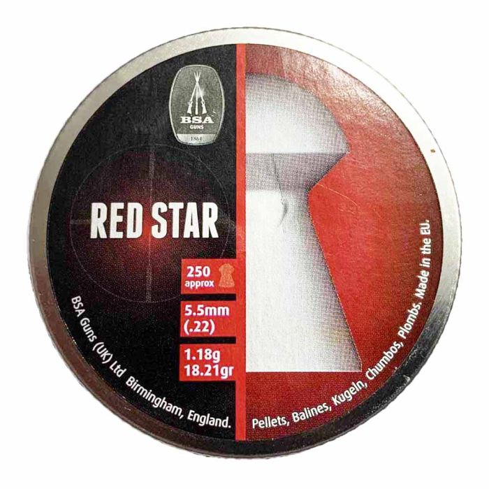 BSA Red Star Air Rifle Pellets .22 cal - 250 Pack | Extreme Gear